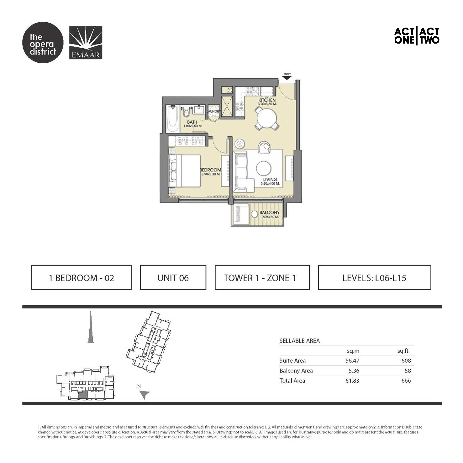 Floor Plans - Act One | Act Two Towers Dubai Opera District Downtown by ...