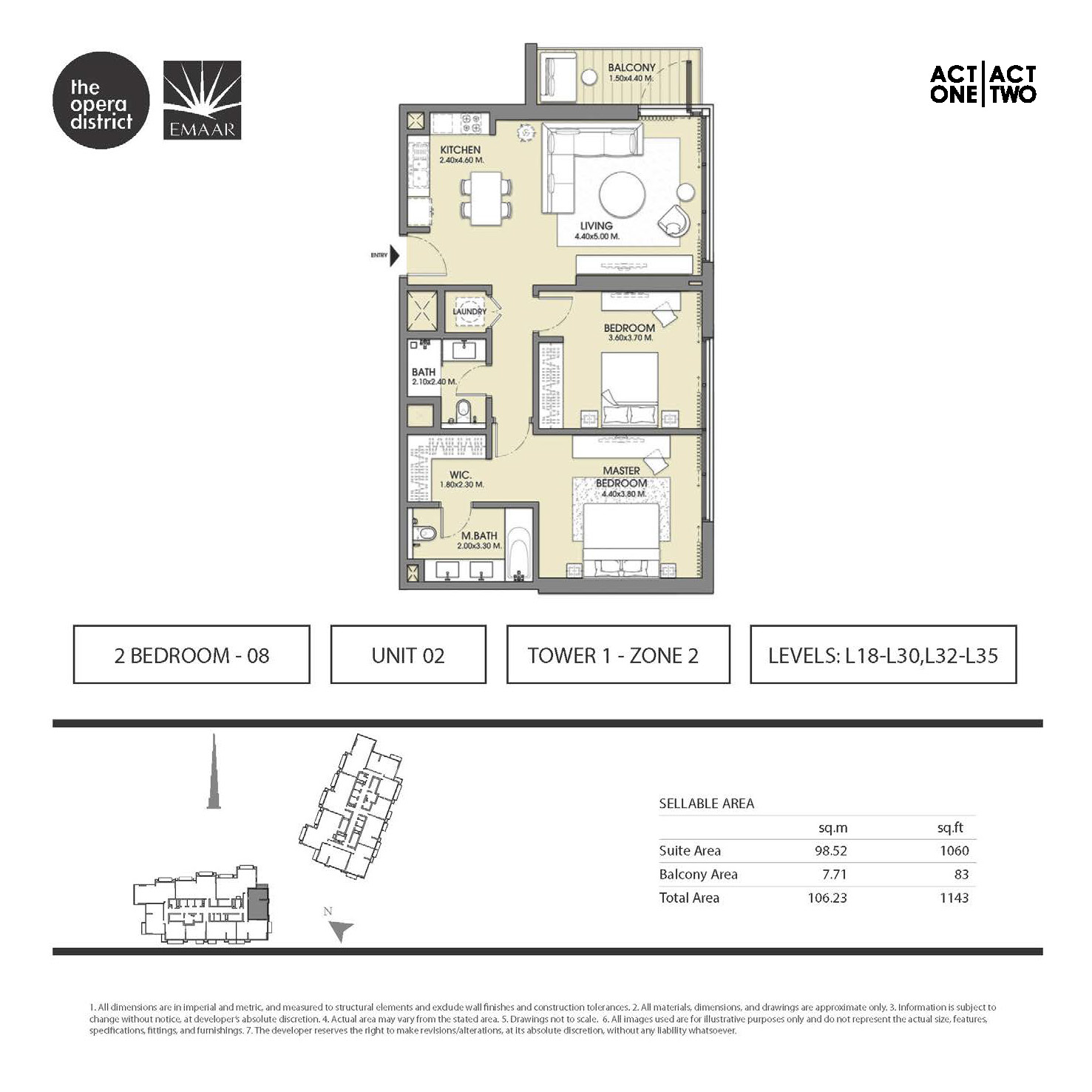 Floor Plans - Act One | Act Two Towers Dubai Opera District Downtown by ...