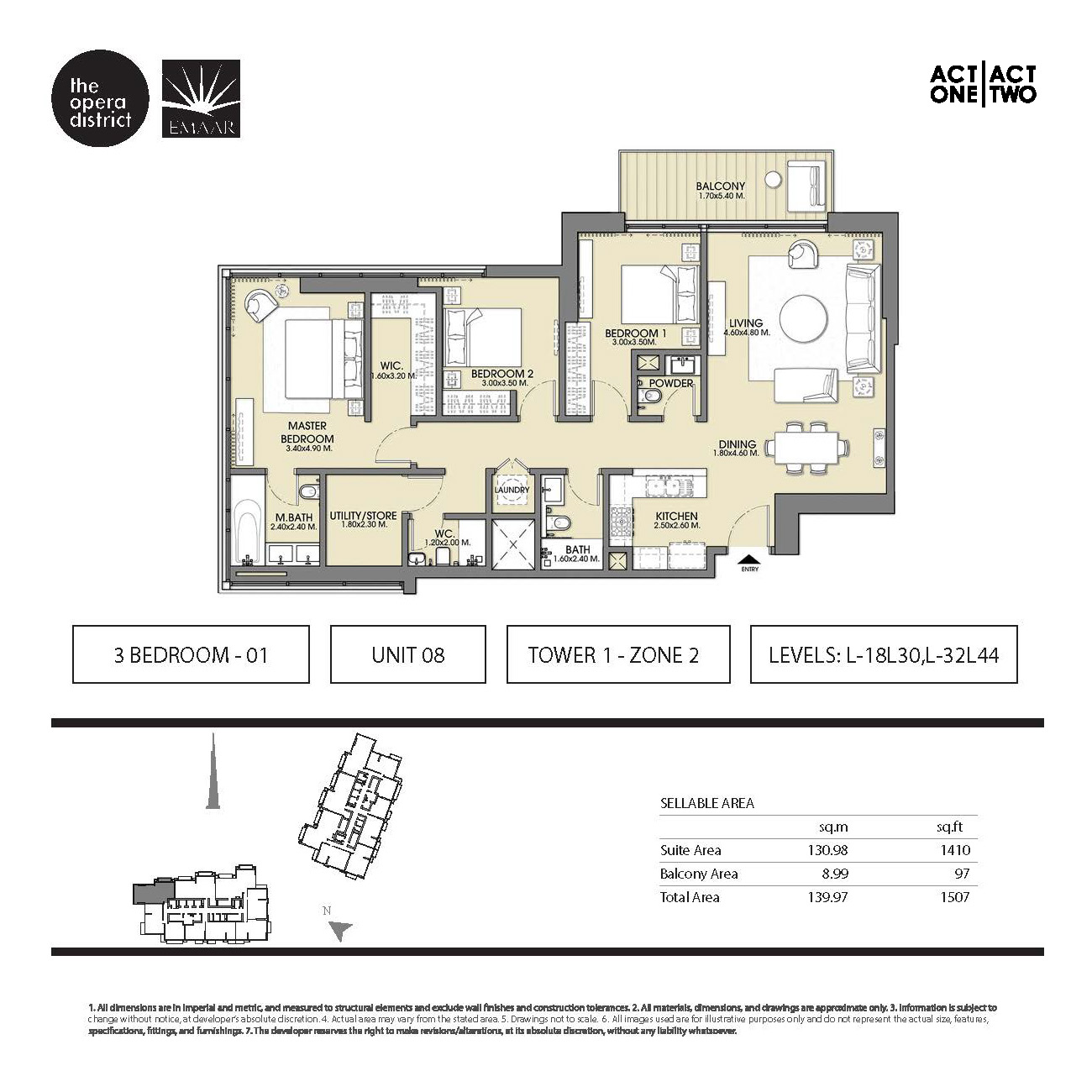 Floor Plans - Act One | Act Two Towers Dubai Opera District Downtown by ...