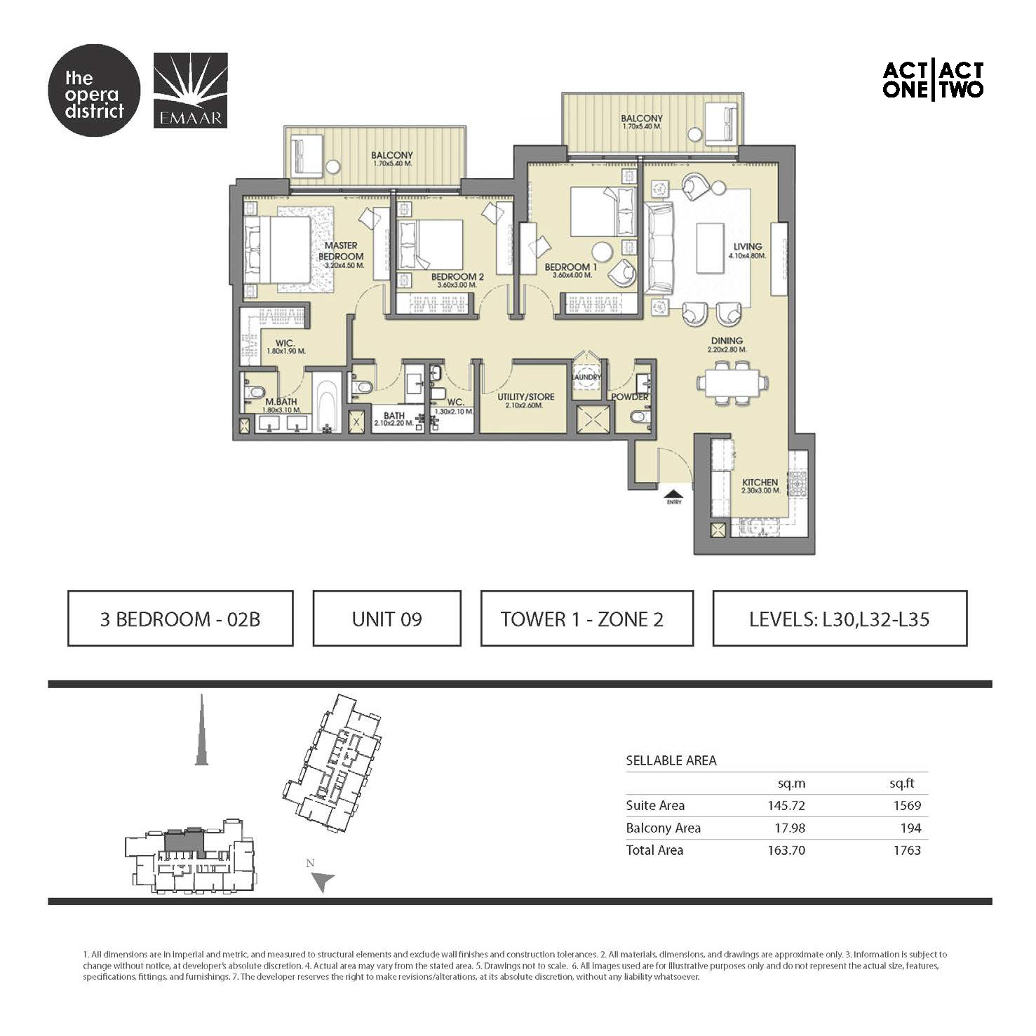 Floor Plans - Act One | Act Two Towers Dubai Opera District Downtown by ...