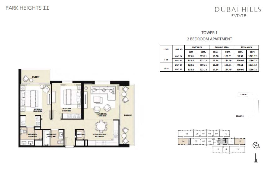 Floor Plans - Park Heights Dubai Hills Estate by Emaar