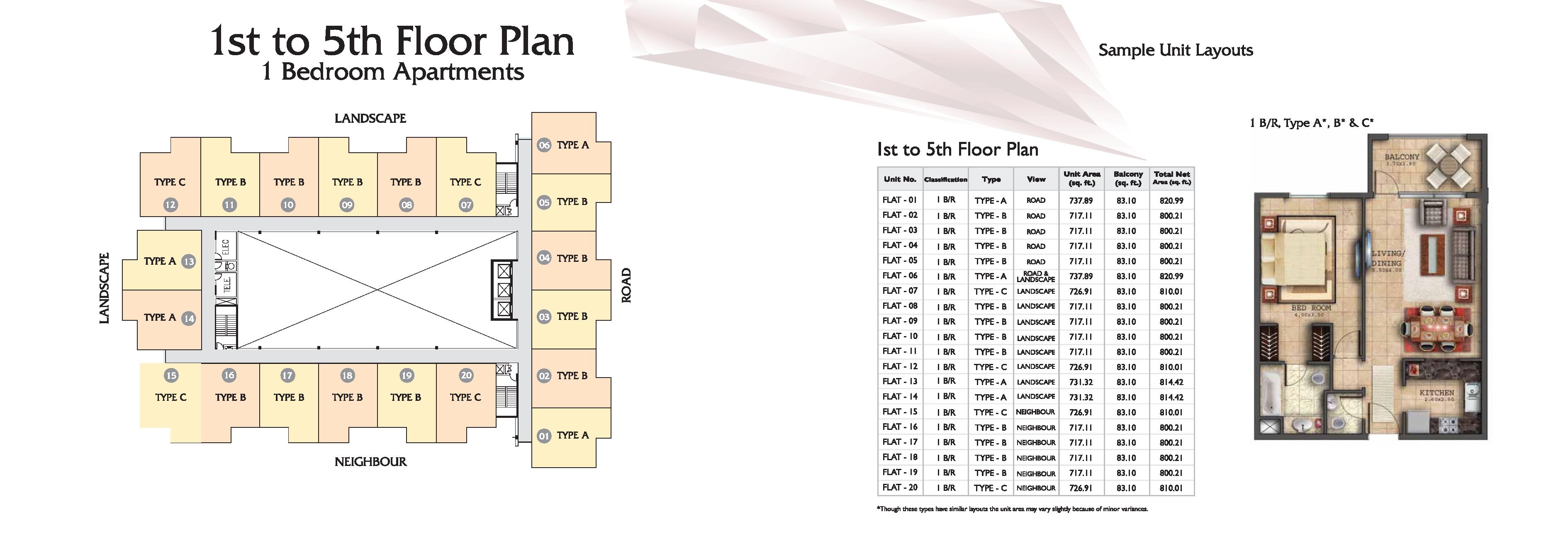 Floor Plans - Ruby Residence Dubai Silicon Oasis (DSO) by Deyaar